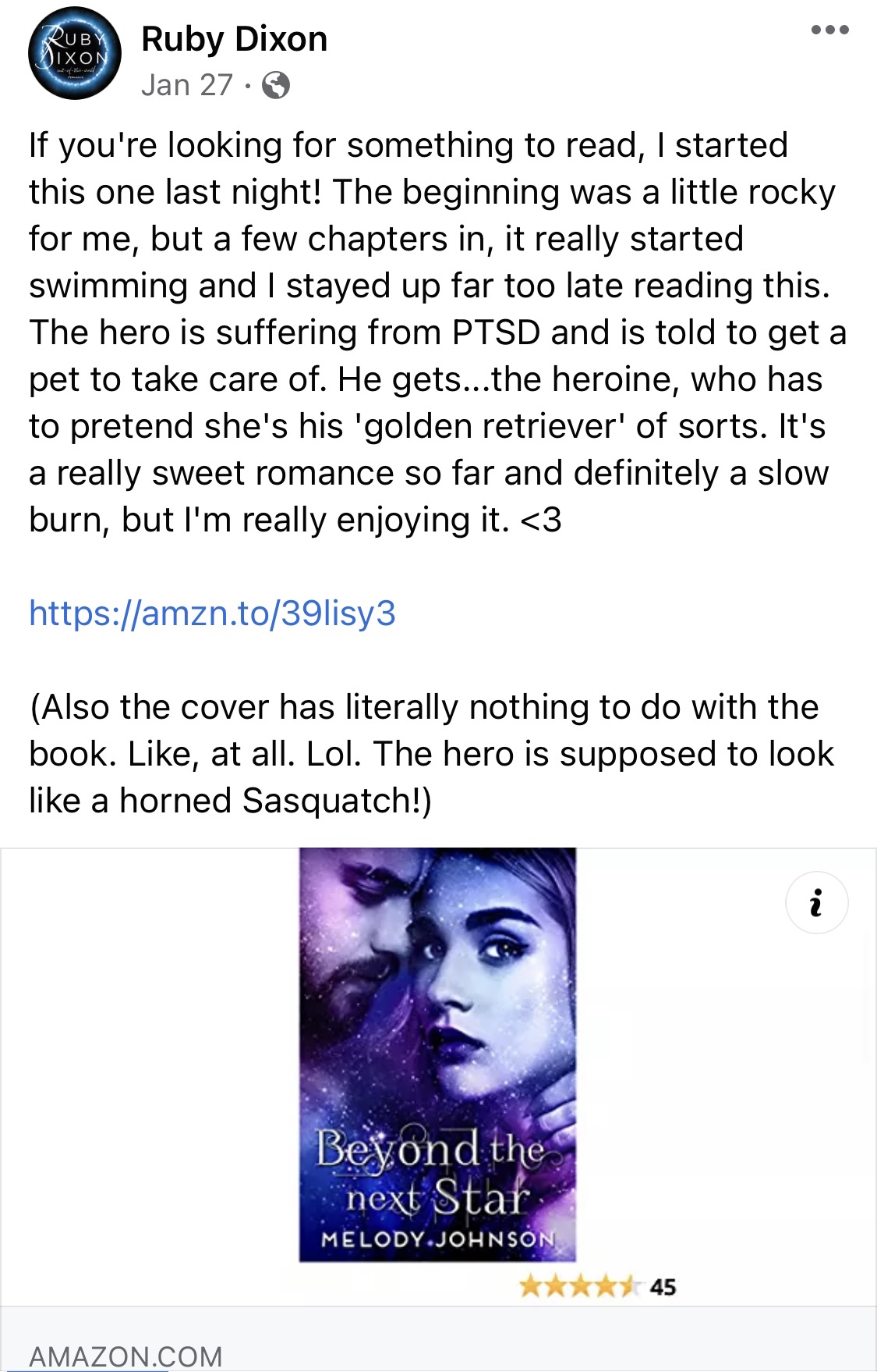 Rave Review From Ruby Dixon – Author Melody Johnson